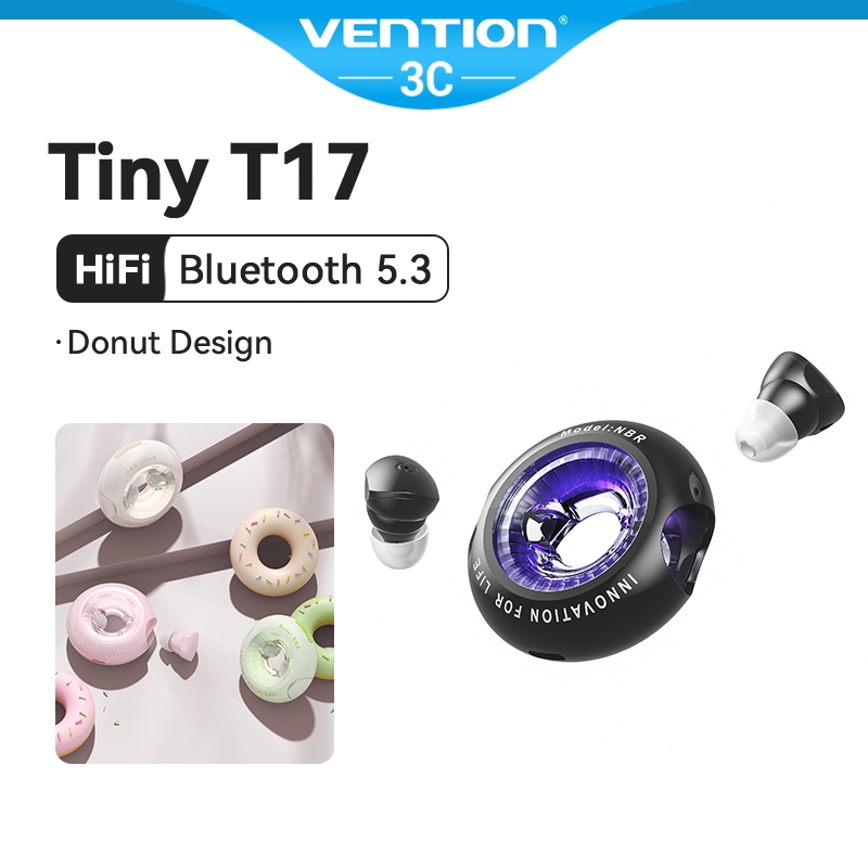 Vention Earphones Wireless Earbuds Donut Design Bluetooth 5.3 Silicone ...