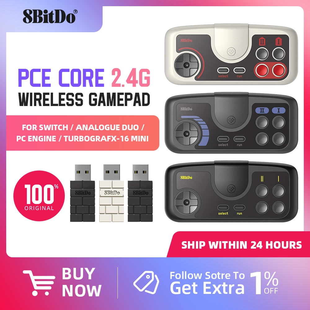 8bitdo PCE Core 2.4G Wireless Gamepad for PC Engine Mini PC Engine ...