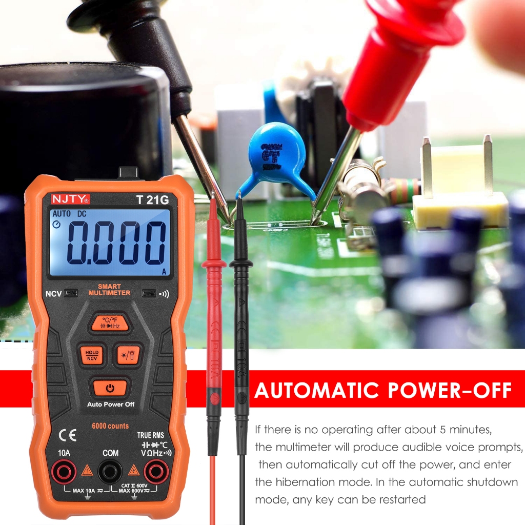 NJTY T21G Mini Smart Multimeter 6000 Counts True RMS Universal Meter ...