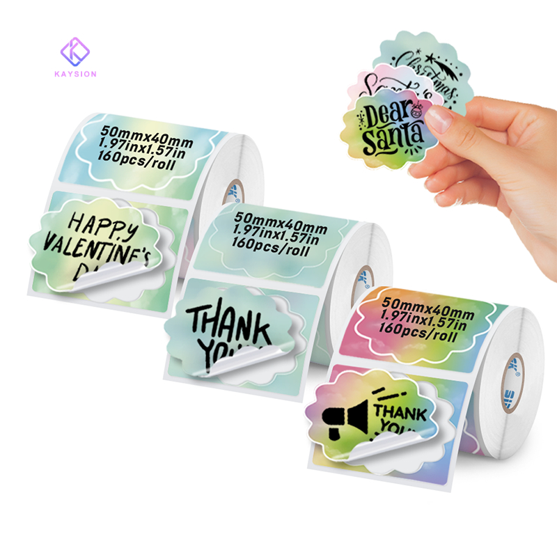 KAYSION Colorful Thermal Label Stickers Flower Shape Irregular Stickers ...