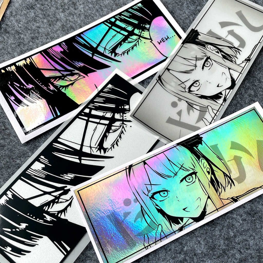 JDM Anime Girl Eyes Gaze Reflective Car Sticker Motorcycle Scooter Body ...