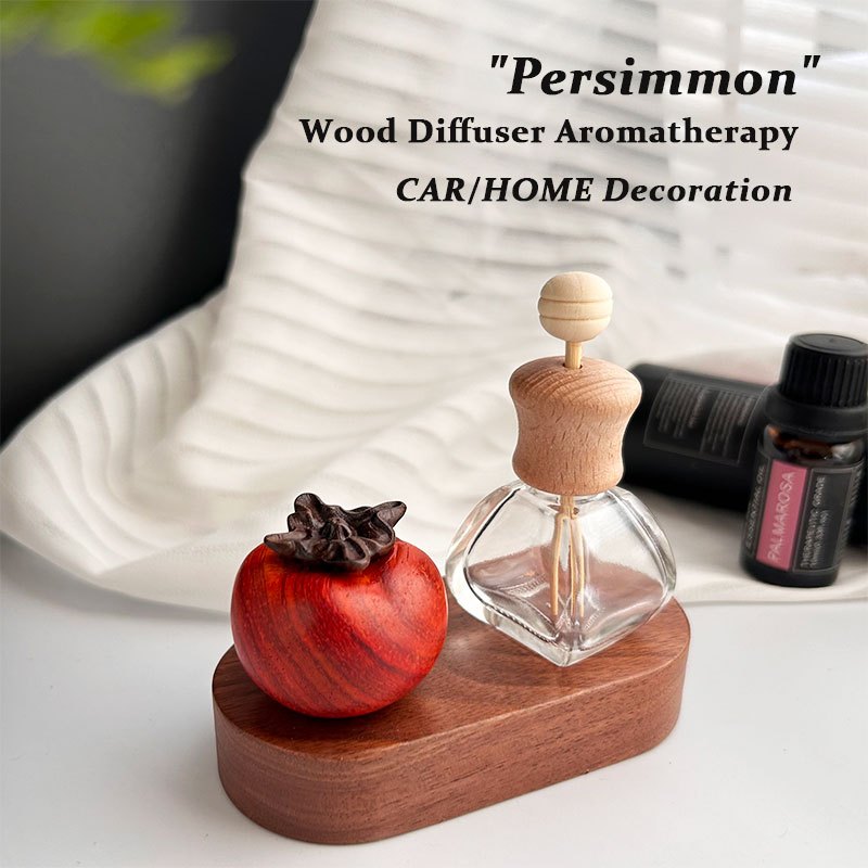 Solid Wood Handmade Persimmon/Apple Decoration Perfume Bottle Decoration Car Home Arotherapy ...