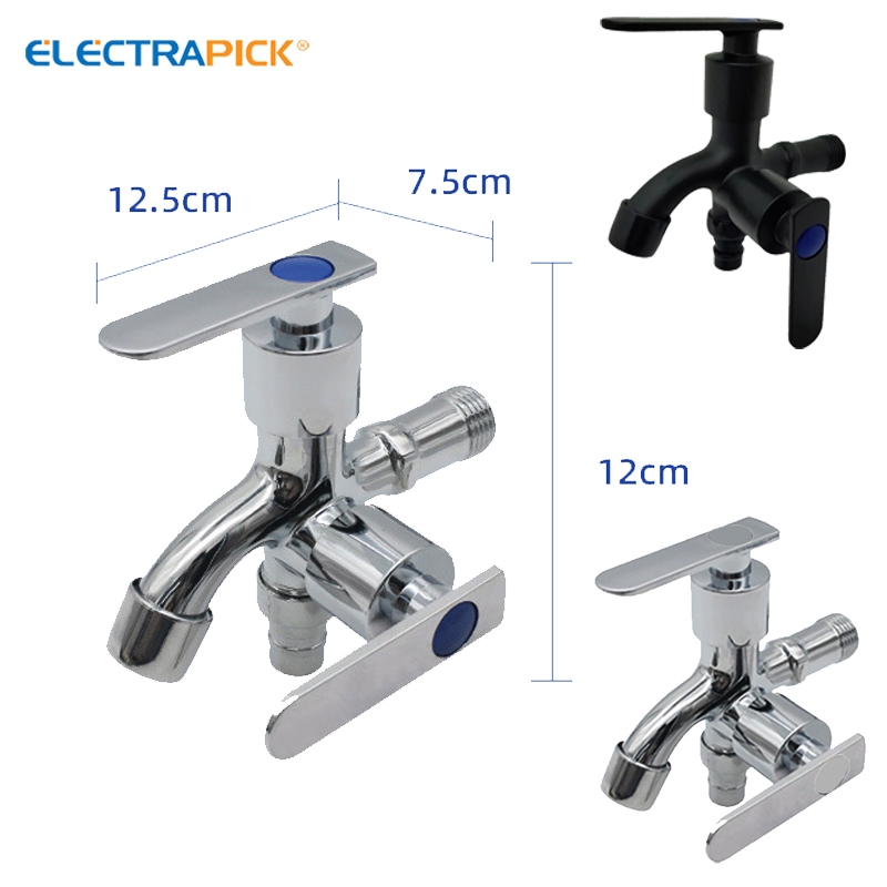 Stainless steel two way tap Double outlet faucet 双开水龙头 | Shopee Malaysia
