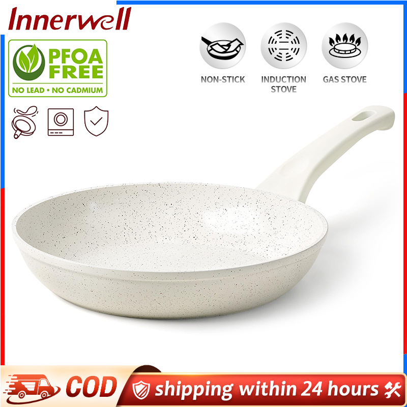 Innerwell Ceramic Frying Pan, Non Stick Frying Pans, White Ceramic ...