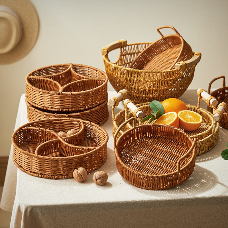 Ready Stock Imitation Rattan Basket Snack Compartment Basket ...