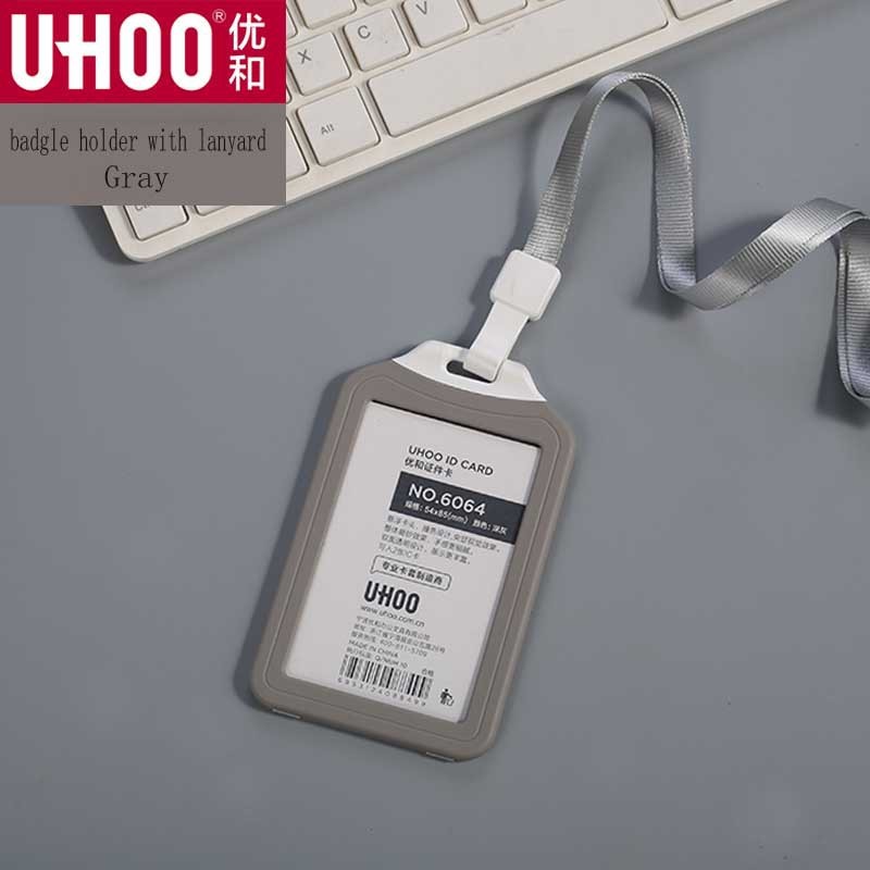 UHOO Two-sided Transparen Name Badge with Lanyard ID Card Holder Name ...