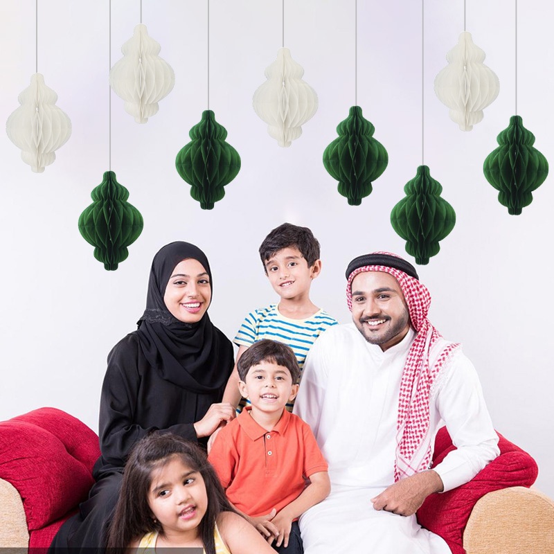 Ramadan Gourd Honeycomb Ball Ornament Eid Al Fitr Hanging Pendant ...