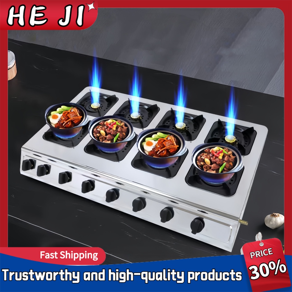 Stainless steel gas stove Commercial Clay Pot 8/6/4 burner Honeycomb ...