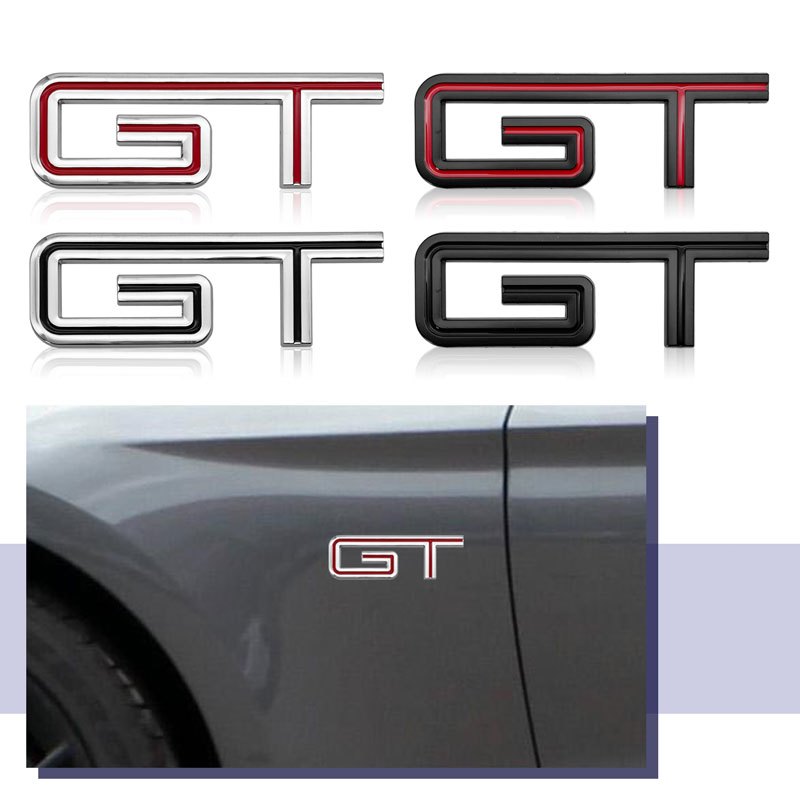 3D Metal Car Emblem GT Logo Sticker Body Side Rear Tail Trunk Badge ...