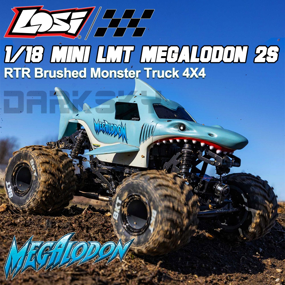 LOSI Mini LMT Megalodon 2S Monster Truck RTR Brushed 1/8 RC Electric ...