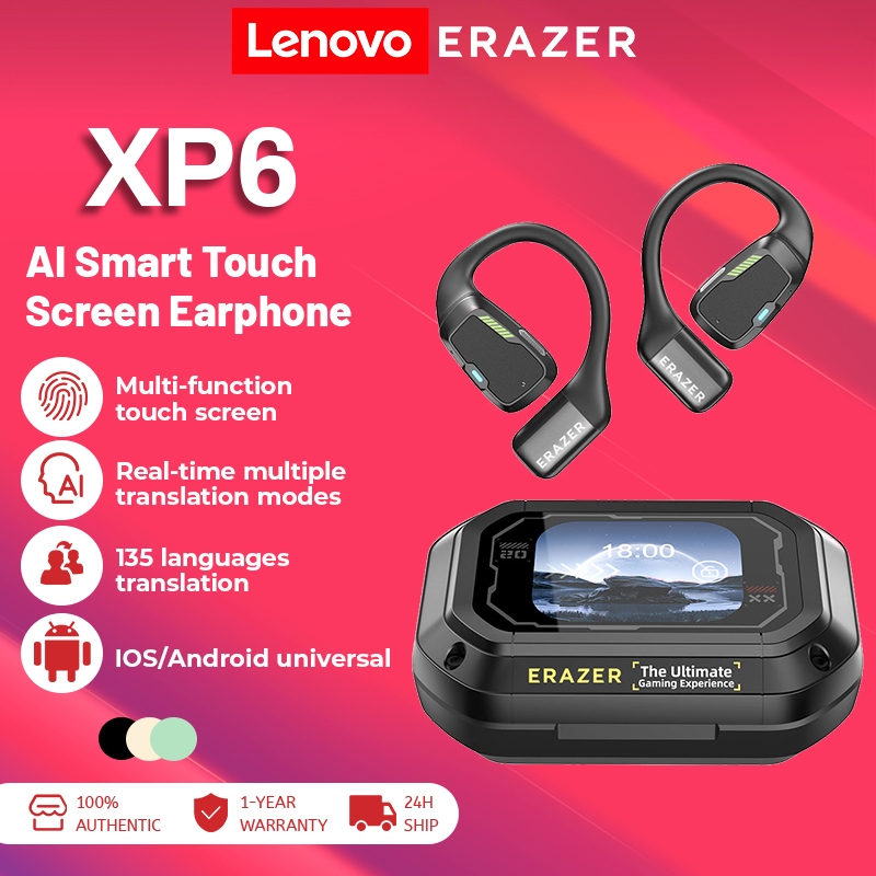 Lenovo ERAZER XP6 OWS Al Smart Real-Time Translation Wireless Earphones ...