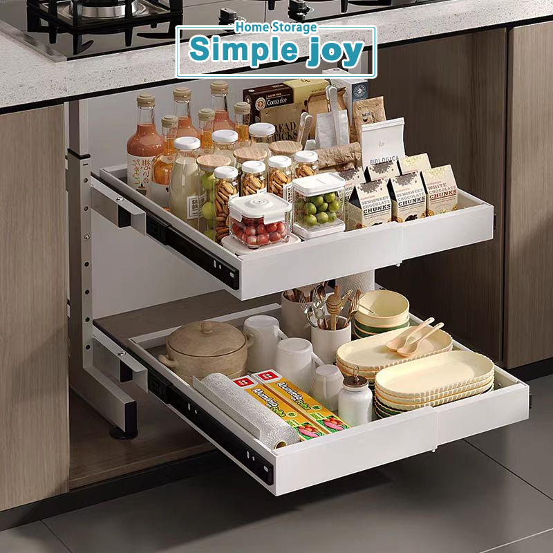 SimpleJoy With Side Stand 2 Tier Pull-out Retractable Basket Rack ...