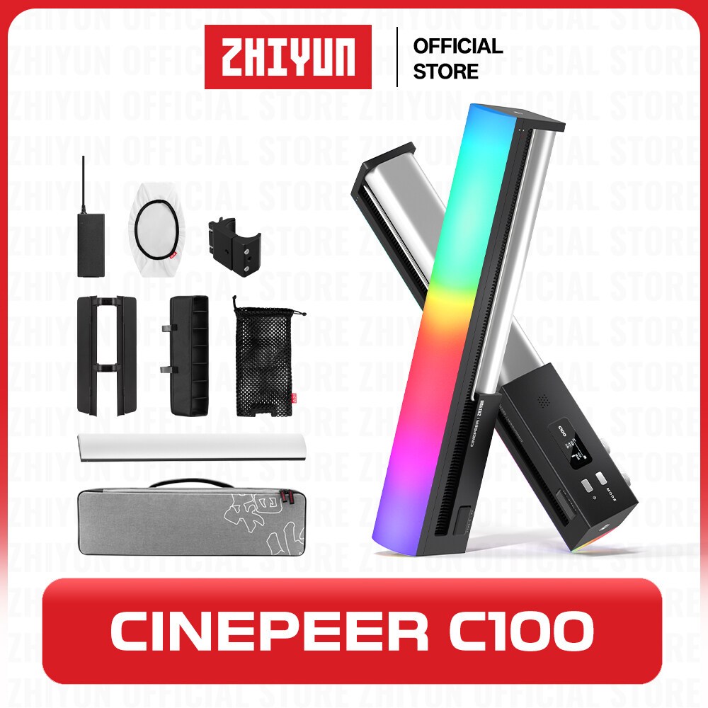 ZHIYUN CINEPEER C100 100W RGB Stick Light Wand Handheld LED Video Light Continuous Output ...