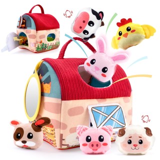 Farm Animal Baby Toys 6-12 Months, Soft Farm House with 6 Plush Stuffed ...