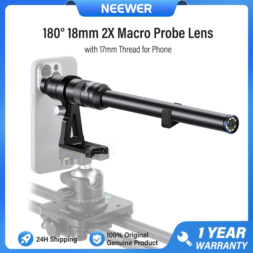 NEEWER Wide Angle & 2x Macro Probe Lens For Phone With Thread Backplate ...