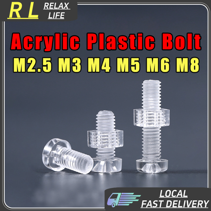 【RL】 M3 M4 M5 M6 M8 PC Transparent Cross Round Head Screw and Nut Set ...
