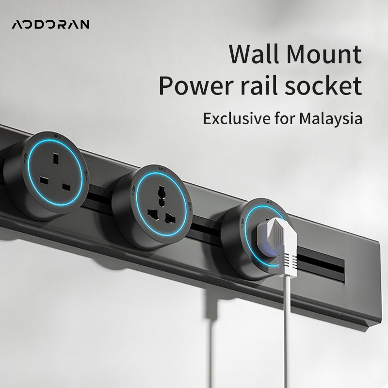 AODORAN Power Track Moveable Switches 13A Universal Surface Long Rail ...
