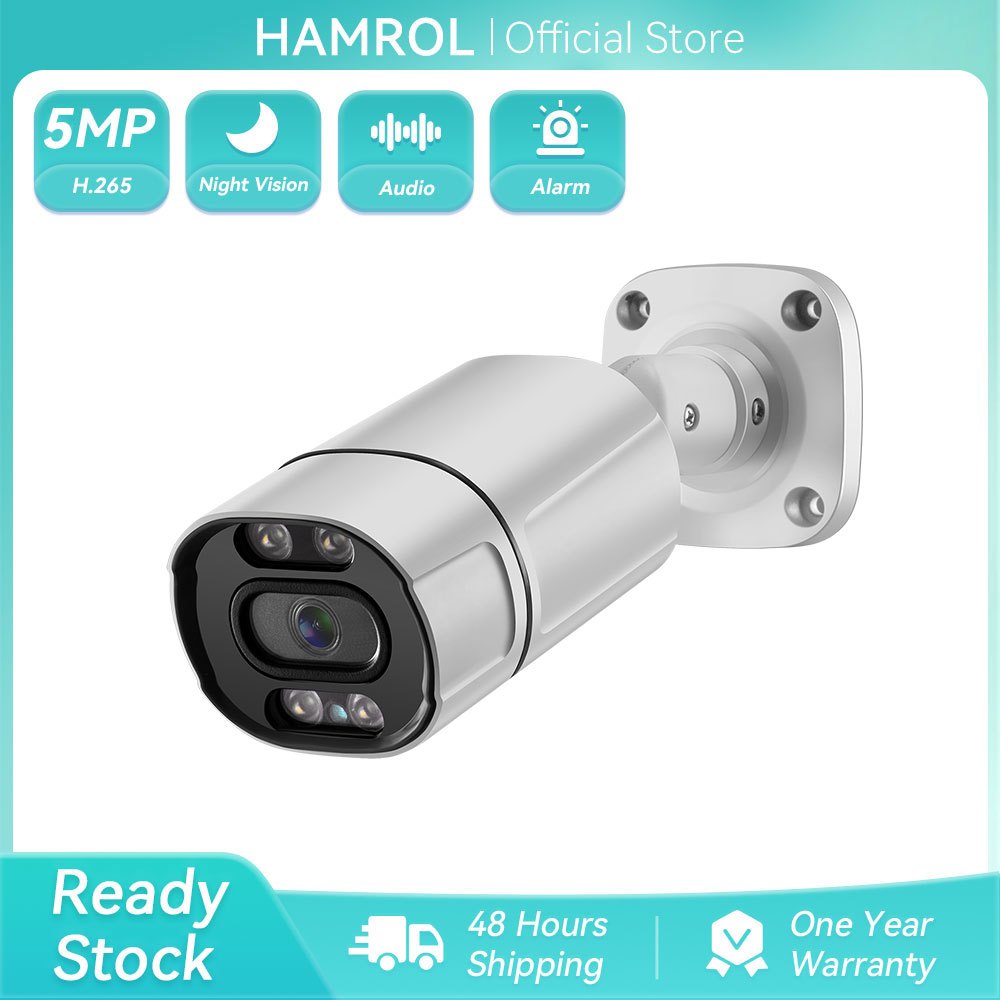 Hamrol 5MP 3MP 2MP Color Night Vision IP Camera POE Outdoor Waterproof ...