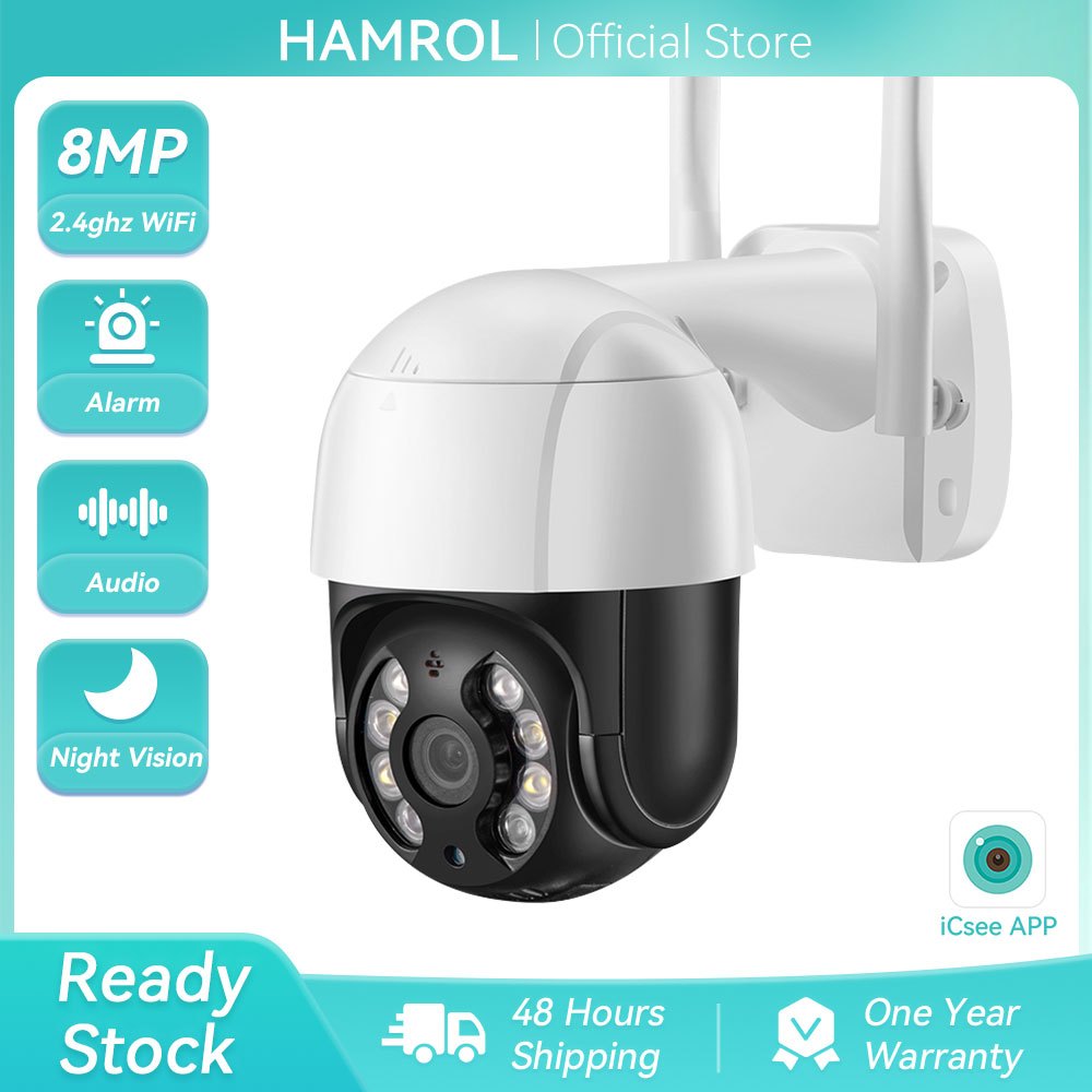 Hamrol 8MP 4K Ultra HD PTZ Wifi IP Camera 5MP 2MP H.265X 5X Digital ...