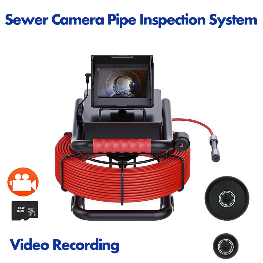 Sewer Drain Pipe Inspection CCTV Camera Video Recording 4.3” Screen ...