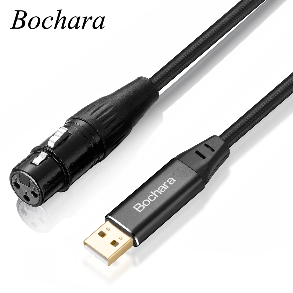 Bochara USB to XLR Female Microphone Recording Cable Dual Shielded ...