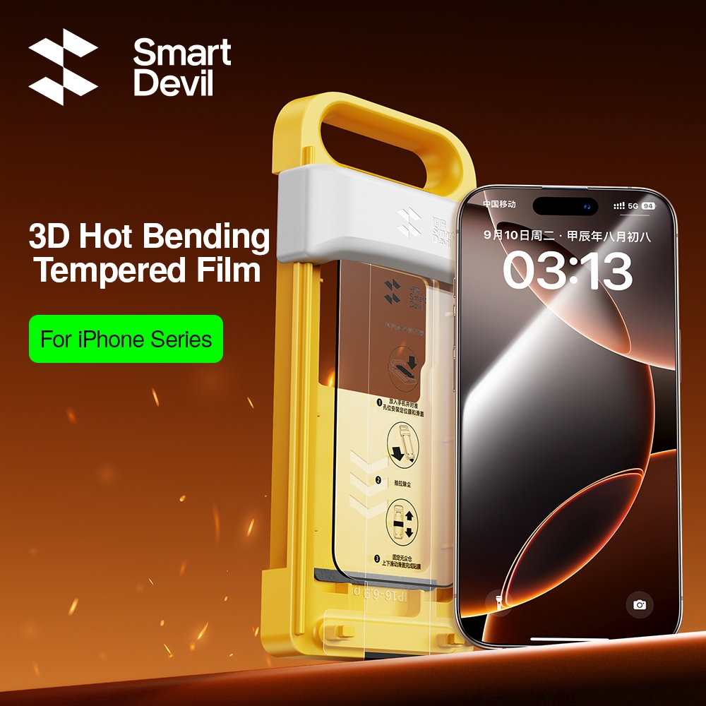 SmartDevil Roller Quick Install 3D Heat Bending Tempered Glass For iPhone16pro/15/16Promax ...