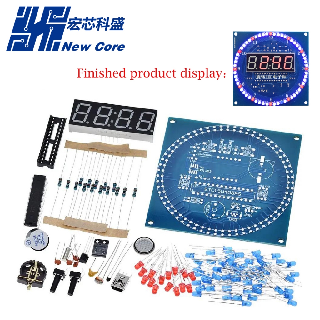 DS1302 Rotating LED Display Alarm Electronic Clock Module DIY KIT LED Temperature Display C51 ...