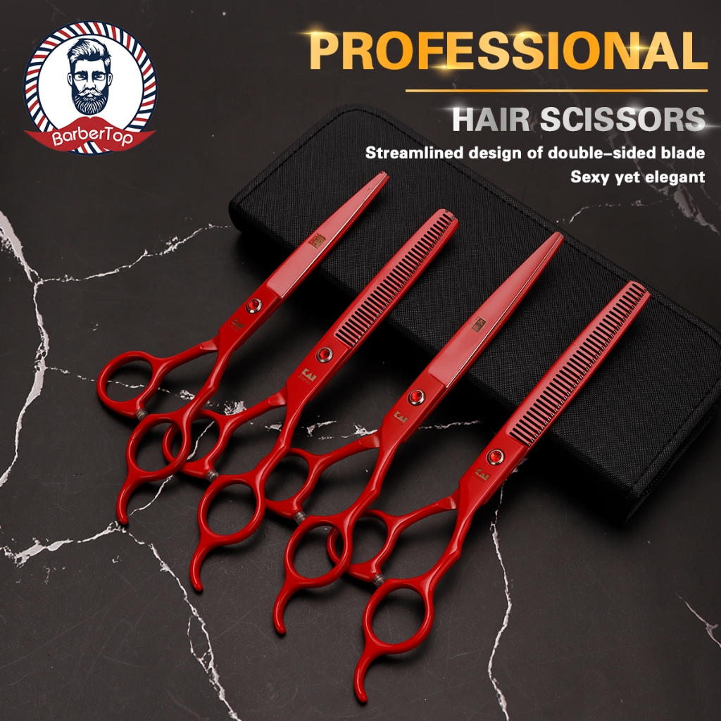 Barber tools Ready Stock Japan Kasho Scissors Barber Salon Scissors Set Haircutting Red Scissors ...