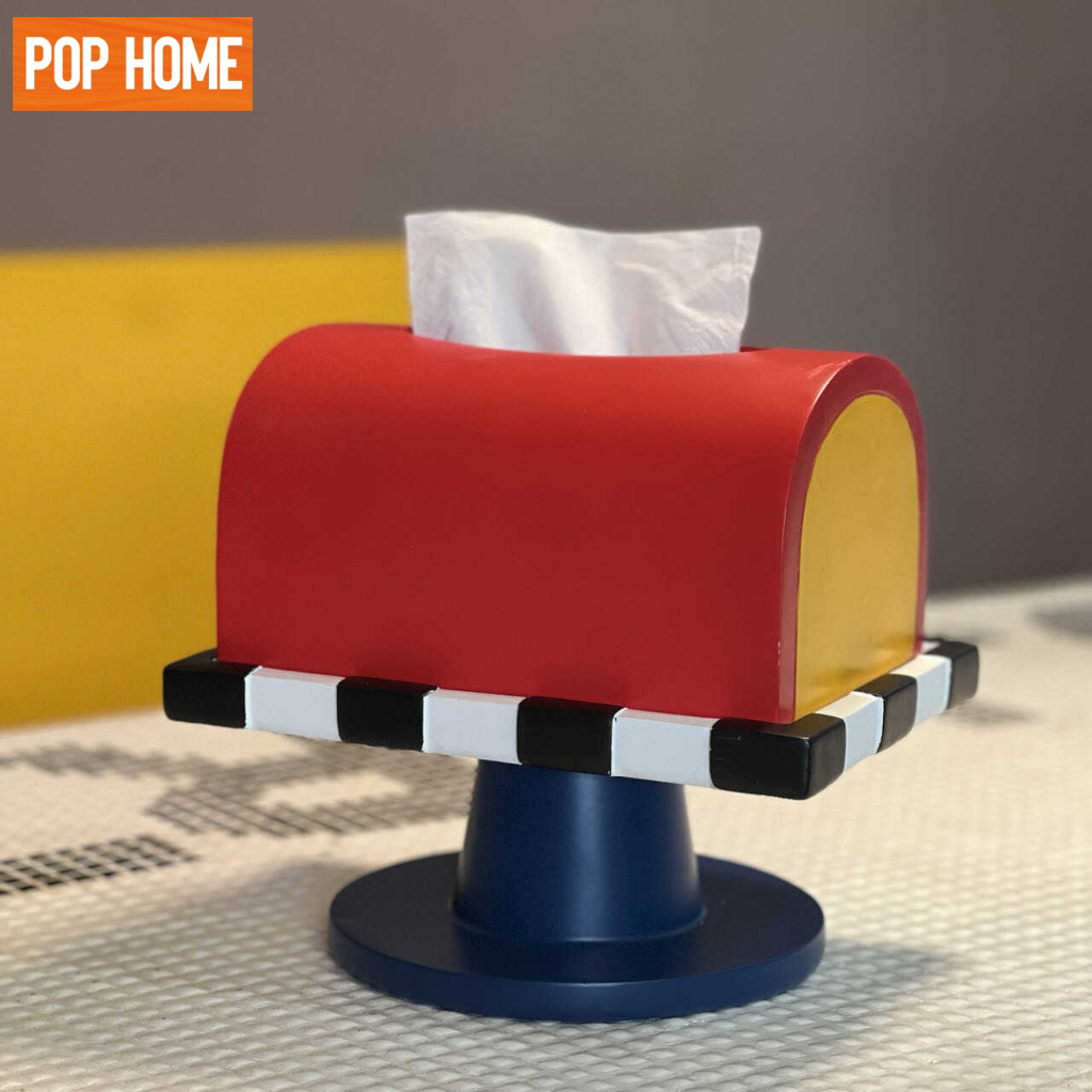 Artistic Memphis Style Tissue Box Holder – Colorful Resin Tissue Paper ...
