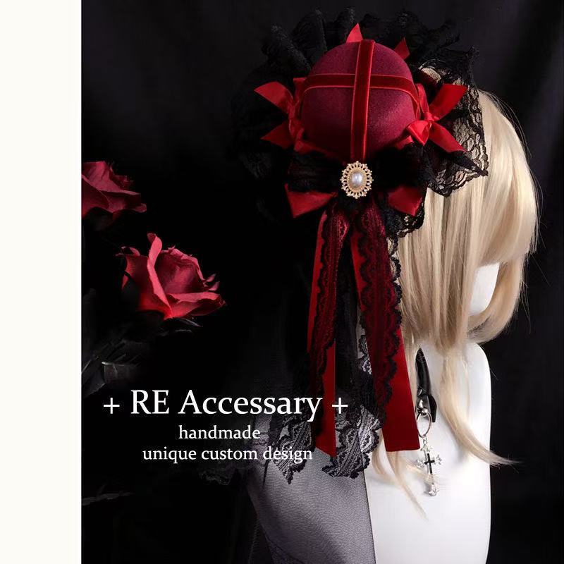Japanese Gorgeous Lolita Elegant Veil Top Hat Hair Clip Flower Wedding ...