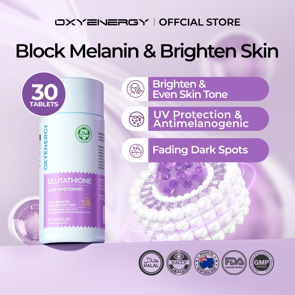 Oxyenergy Glutathione Capsules 30's HALAL Whitening Skin L-Glutathione Beauty Supplement Grape ...
