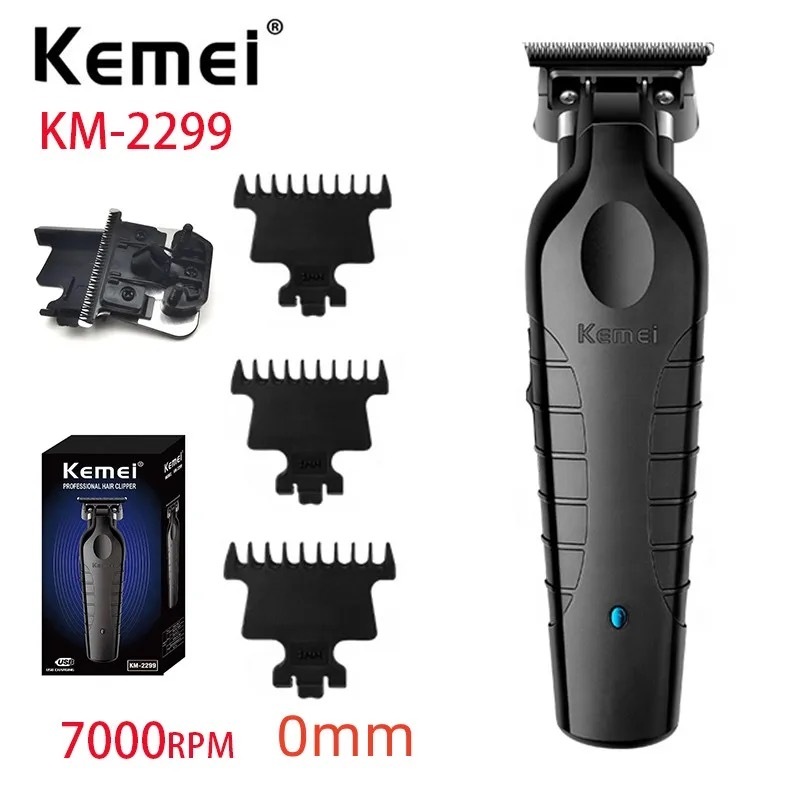 Kemei KM-2299 Cordless Trimmer Type-c Rechargeable Electric Hair Clipper Barber Zero Gapped ...
