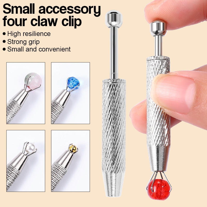 1pc grabber titanium steel screw ball ear bone nail handmade DIY grab gem inlay artifact ...