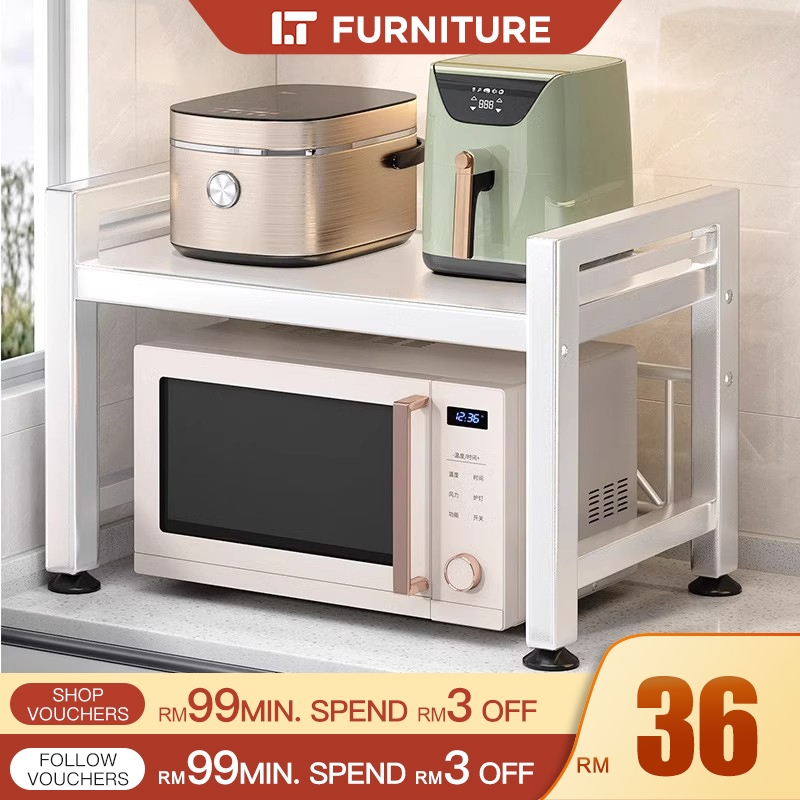 Adjustable Microwave Rack Storage Rack steel Kitchen Rack Rak Dapur ...