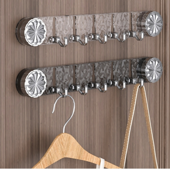5-Pack Rotating Suction Hooks - Crystal Clear Wave Texture Wall-Mounted ...