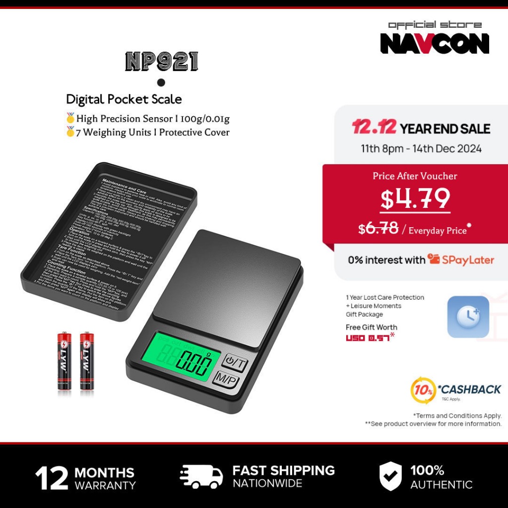 Navcon Digital Pocket Scale, Portable Precision Gram Scale Jewelry Scale with Protective Cover ...