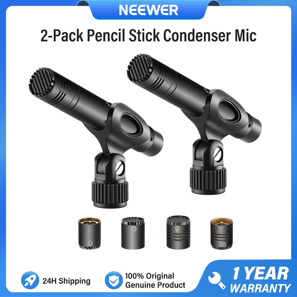 NEEWER Pencil Stick Condenser Mic With Interchangeable Omni Cardioid (2 ...