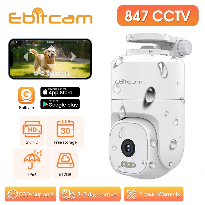 EBITCAM 4MP Outdoor CCTV Camera WIFI 360° Auto Track PIR Smart Light ...