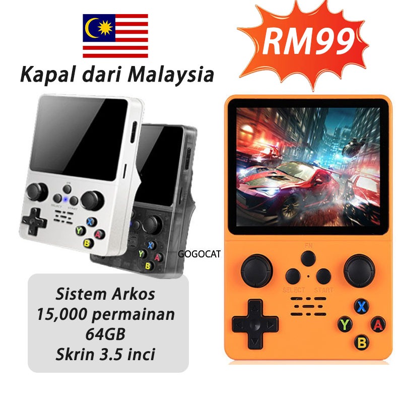【Shipping from Malaysia/Flash sale price】R35S 3.5 Inch IPS Screen Retro Handheld Video Game ...