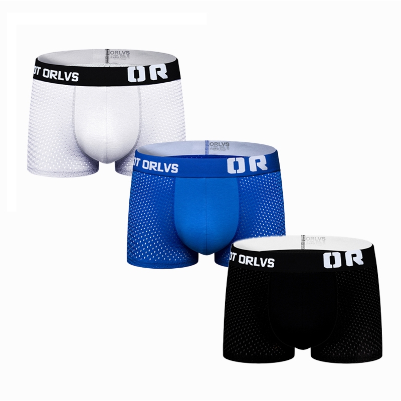 3Pcs Multi Color Men Boxers Underwear Cotton 3D Pouch Men Shorts Solid ...
