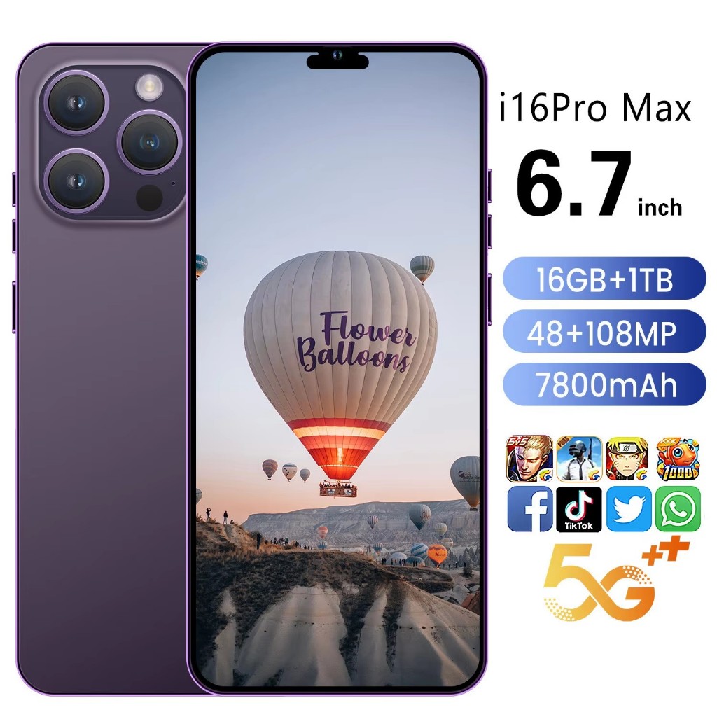 2025 New Original i16 Pro Max 16GB+1TB 6.8 inch Android 5G Smartphone ...