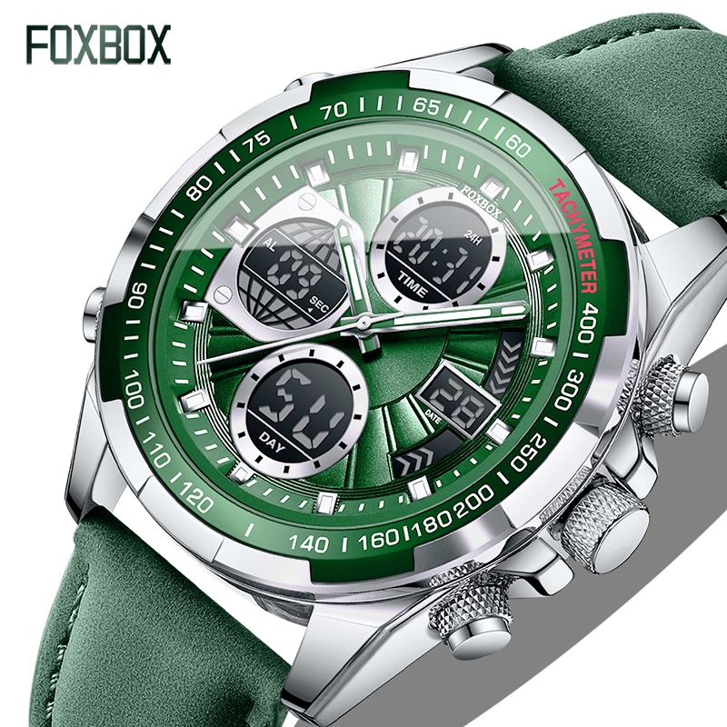 FOXBOX Quartz Watches Mens Luxury Sport Chronograph Waterproof Quartz ...