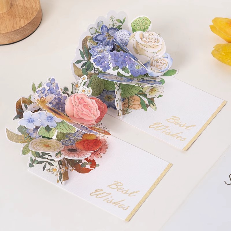 Gilding Flowers 3D Surprise Popcard Envelope with Greeting Card Letter ...