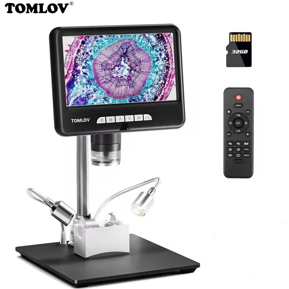 TOMLOV Microscope for Soldering DM401 Pro 2K Digital Microscopio 1200X ...