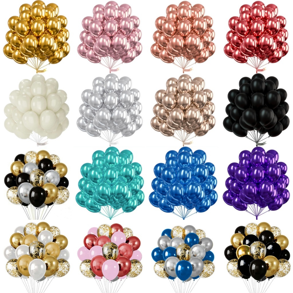 【Local shipping】30/36pcs 10inch Chrome Metallic Latex Balloons Party ...