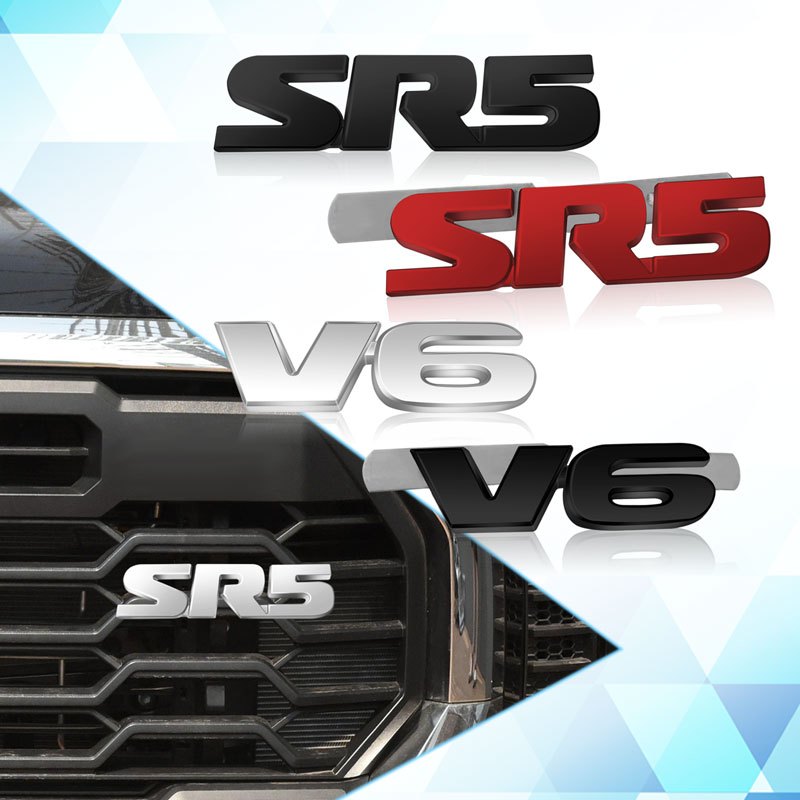 Car Front Grille Emblem V6 SR5 Logo 3D Metal Adhesive Emblem Rear Trunk ...