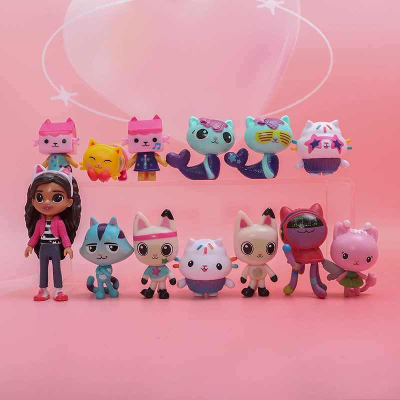 13Pcs 5cm-8.5cm Gabby Dollhouse Mercat Doll Machine Capsule Doll ...