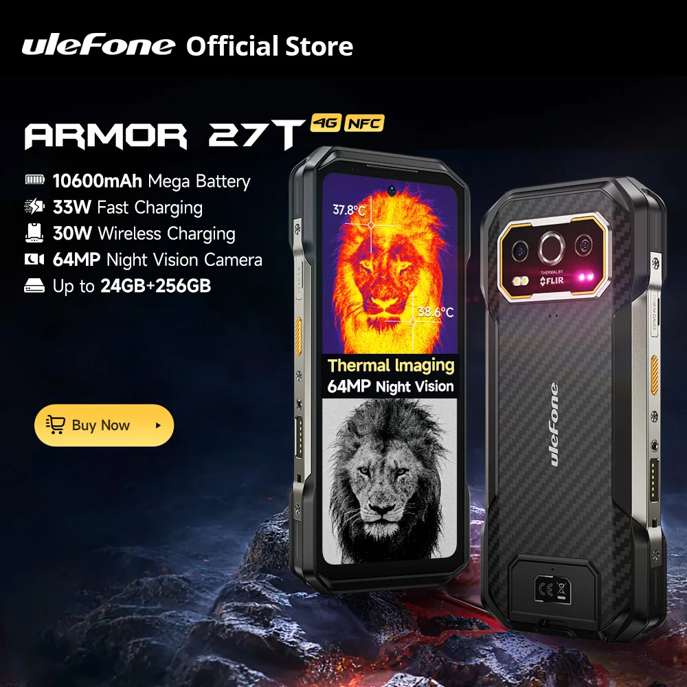 Ulefone Armor 27T 4G 10600mAh Rugged Phone Android 14 Smartphone 24GB +256GB 6.78"FHD+ 120Hz ...