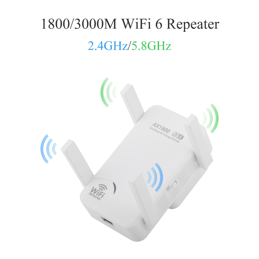 1800/3000M Wireless Repeater WIFi6 Signal Extension Amplifier Dual Band ...