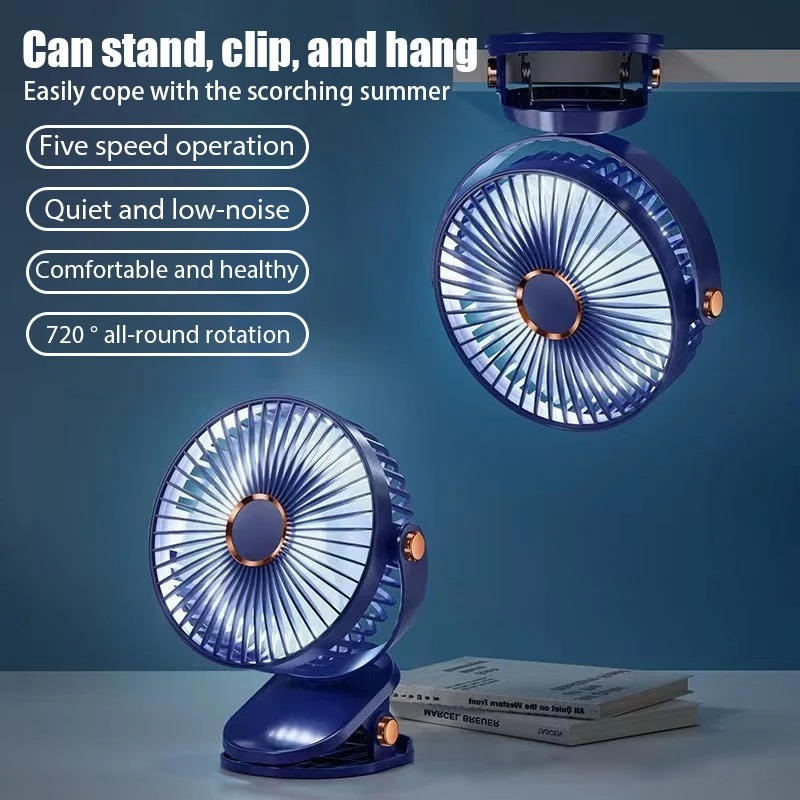 Desktop Hang Clip Fan Rechargeable Portable Air Circulator Ceiling ...